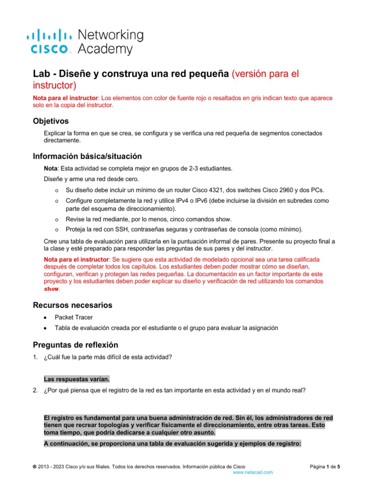 17.8.1 Lab - Design and Build A Small Network - ILM | PDF | Red de arquitectura | Arquitectura ...