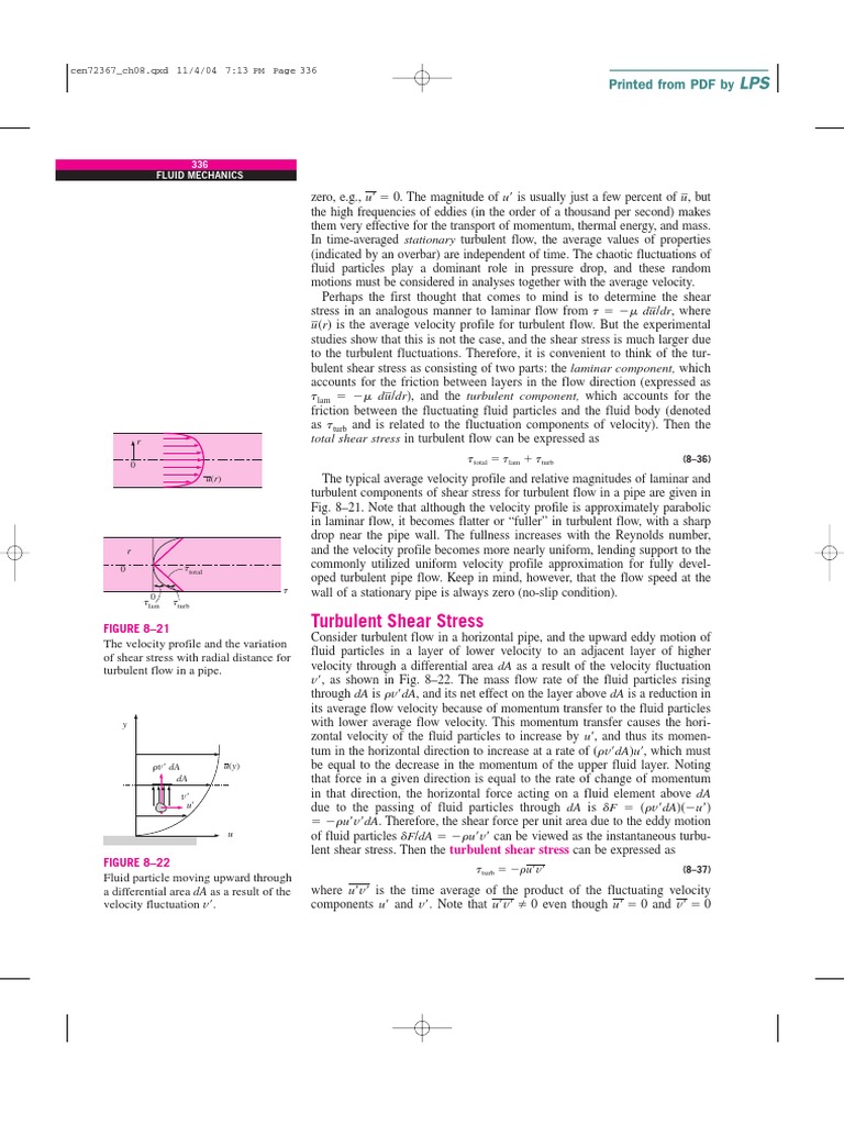 Fluid Mechanics Chapter on Turbulent Shear Stress | PDF | Fluid ...