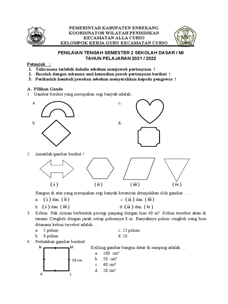 SOAL PTS 2 MTK KELAS 4 Ok | PDF | Metode & Bahan Ajar