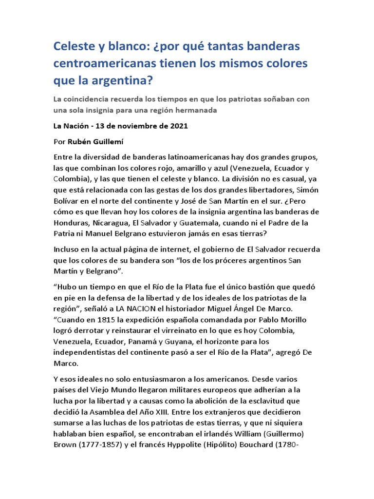 El Origen Del Color Celeste y Blanco de Muchas Banderas ...