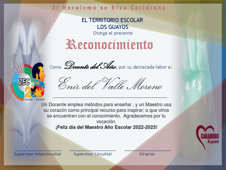 Certificados De Reconocimiento Docente