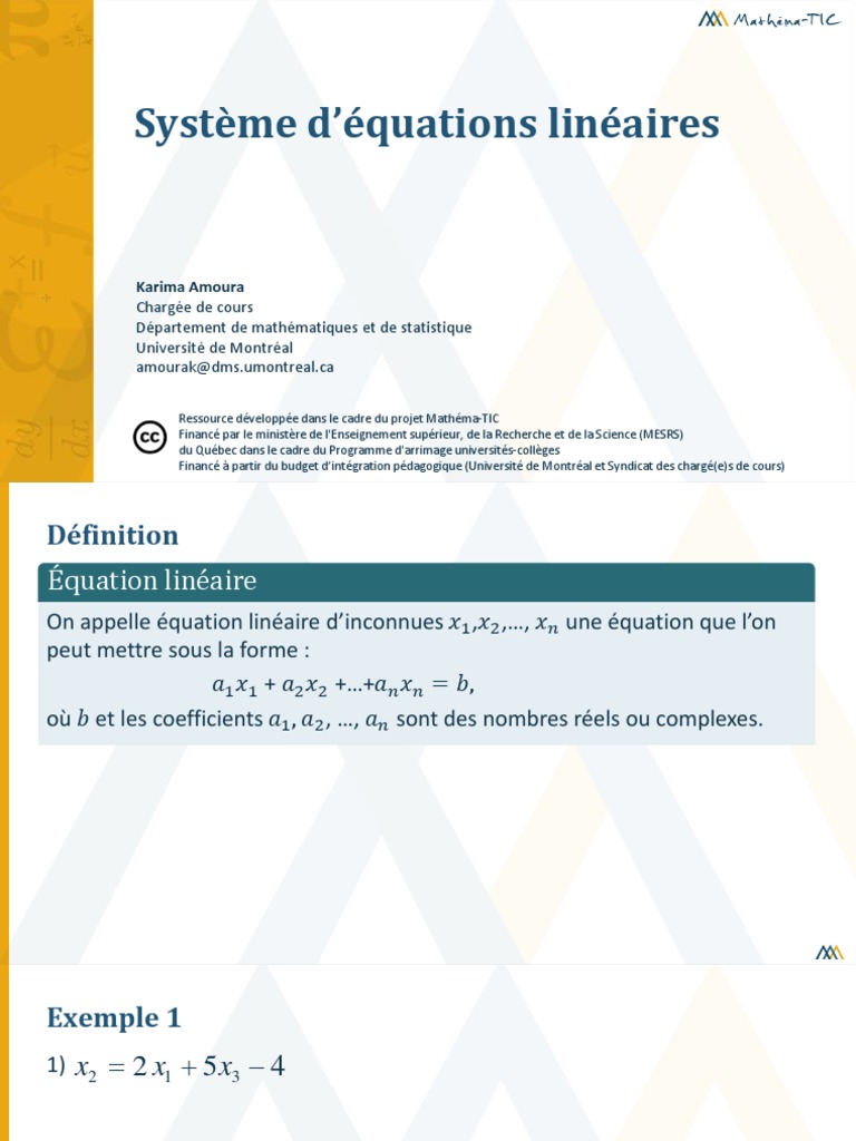 Systèmes d'Équations Linéaires | PDF