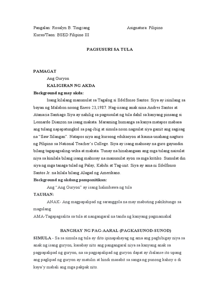 Tula Pagsusuri | PDF