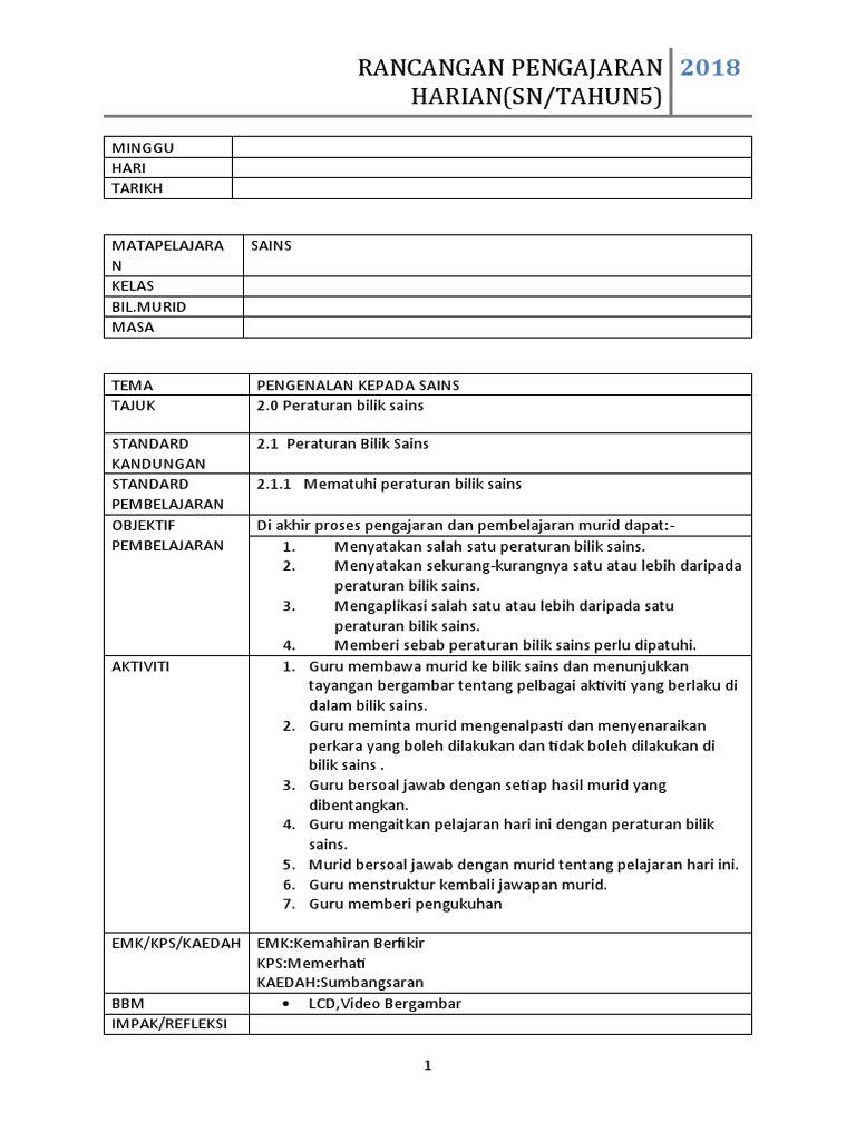 RPH SAINS TAHUN 5.docx | PDF