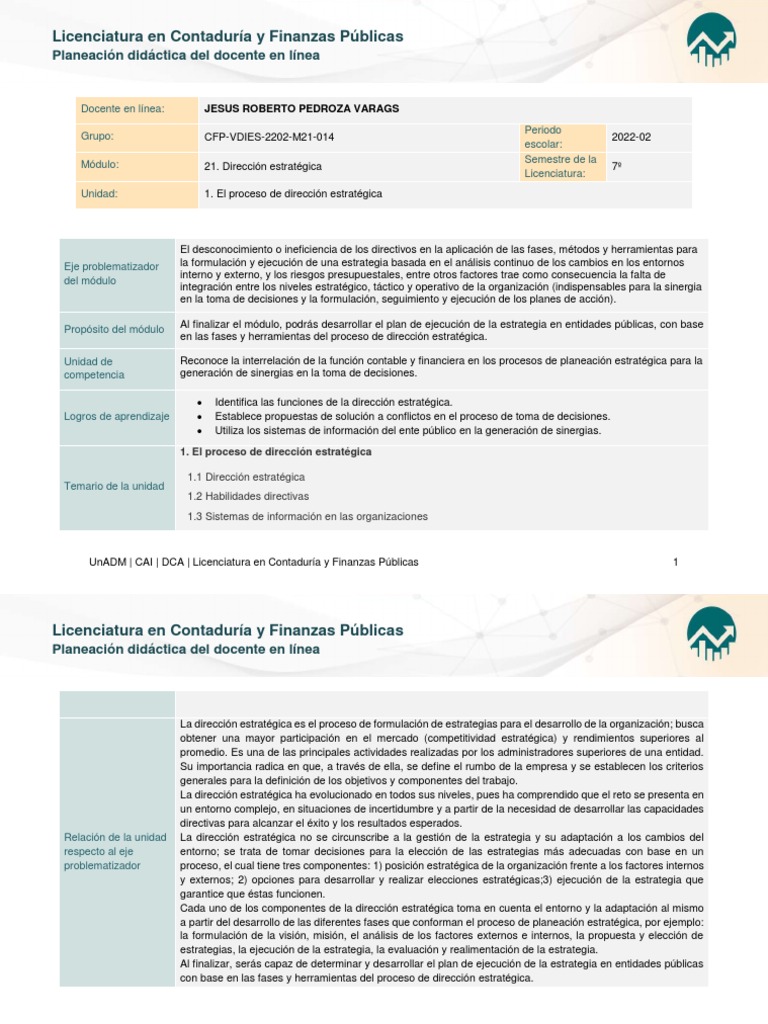 LCFP M21 014 U1 Planeacion Didactica-1 | PDF | Planificación | Ciencia cognitiva