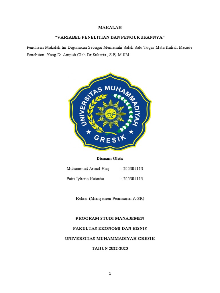 Makalah Variabel Penelitihan Dan Pengukurannya | PDF | Karier ...