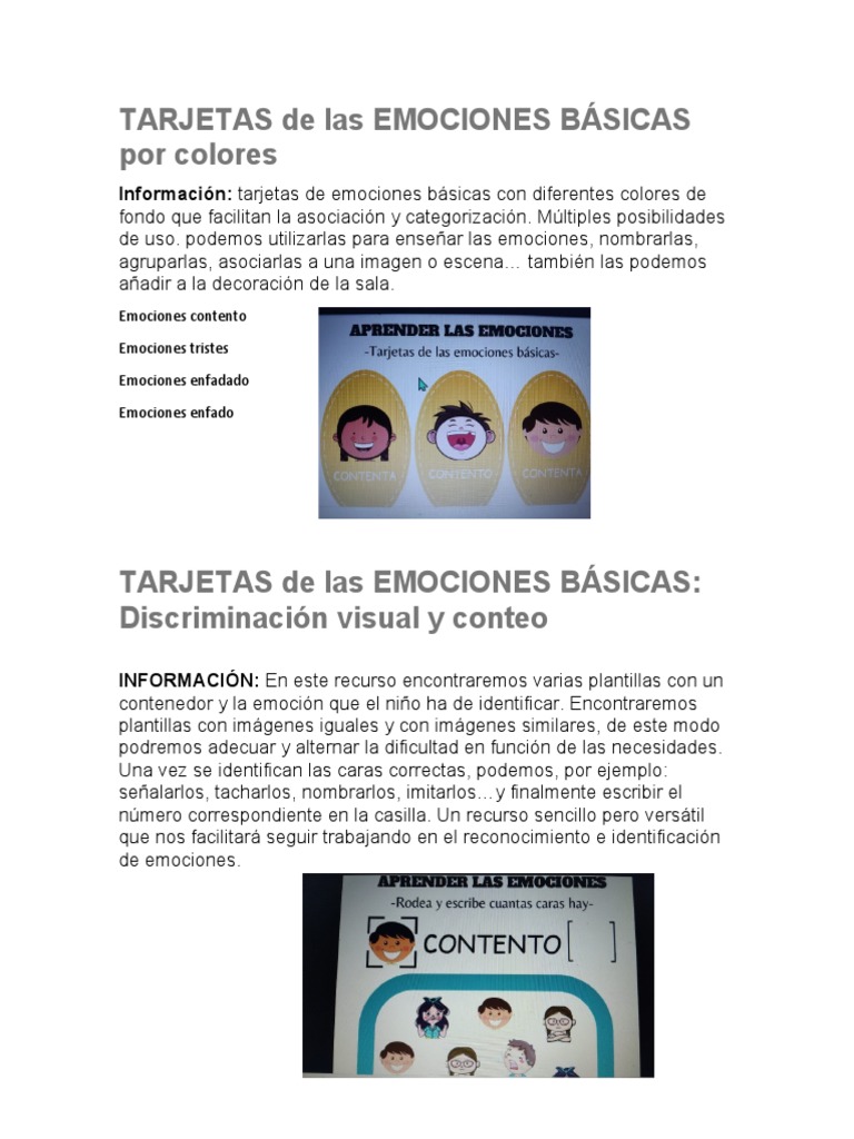 Recursos visuales para el reconocimiento e identificación de emociones ...
