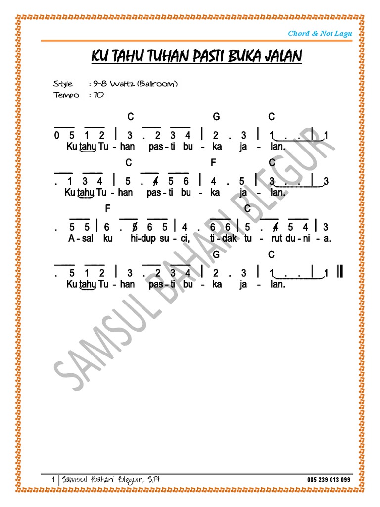 Ku Tahu Tuhan Pasti Buka Jalan (C) | PDF