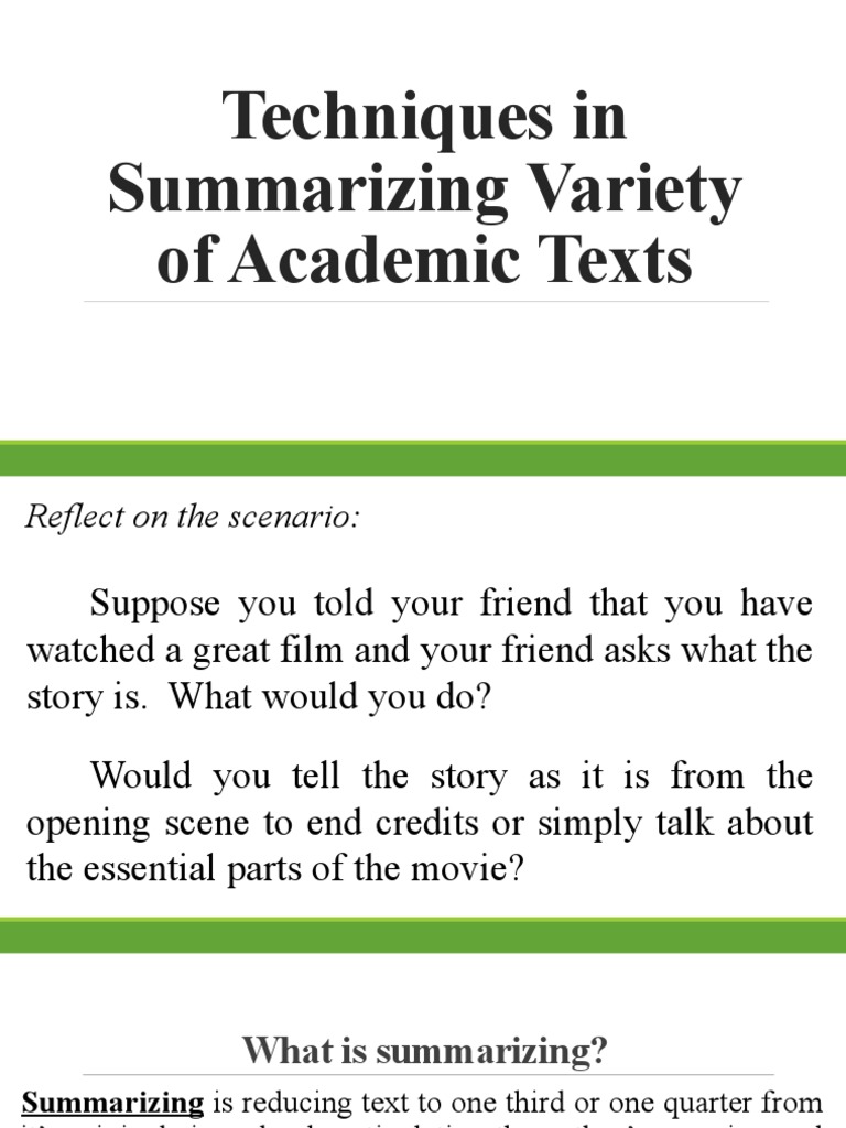 Techniques in Summarizing Variety of Academic Texts | PDF ...