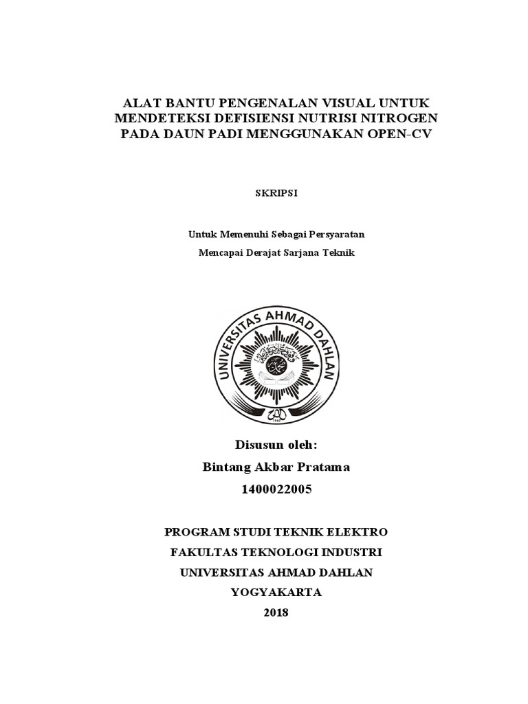 DETEKSI DEFISIENSI NUTRISI NITROGEN PADA DAUN PADI MENGGUNAKAN ...