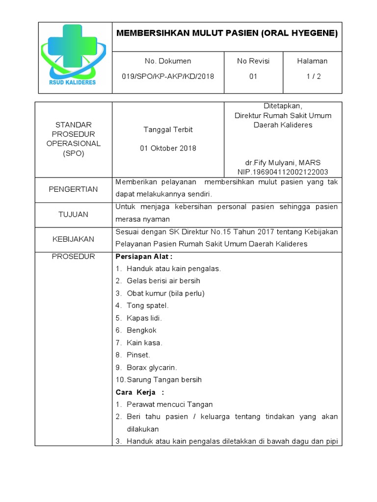 Spo Membersihkan Mulut Pasien (Oral Hyegene) | PDF