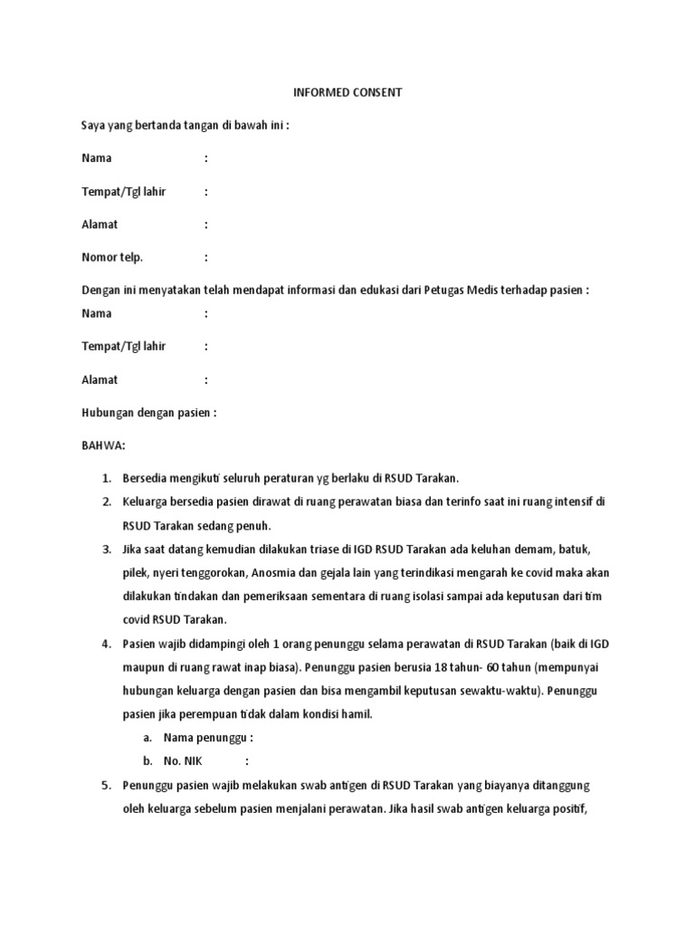 Informed Consent RSUD Tarakan | PDF