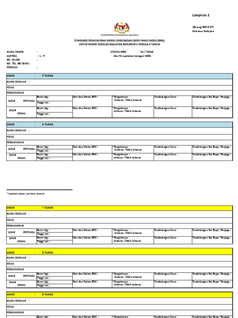 Borang Bmi 5 9T | PDF