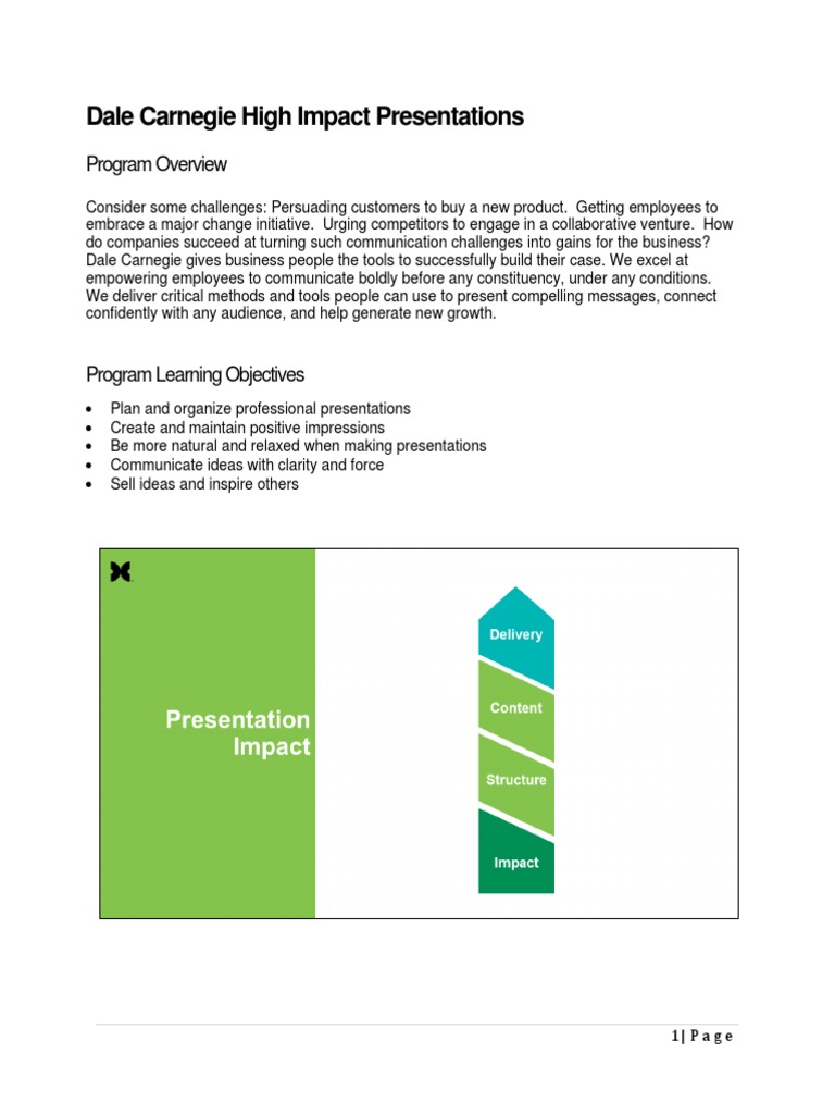 Dale Carnegie High Impact Presentations | PDF | Credibility | Communication