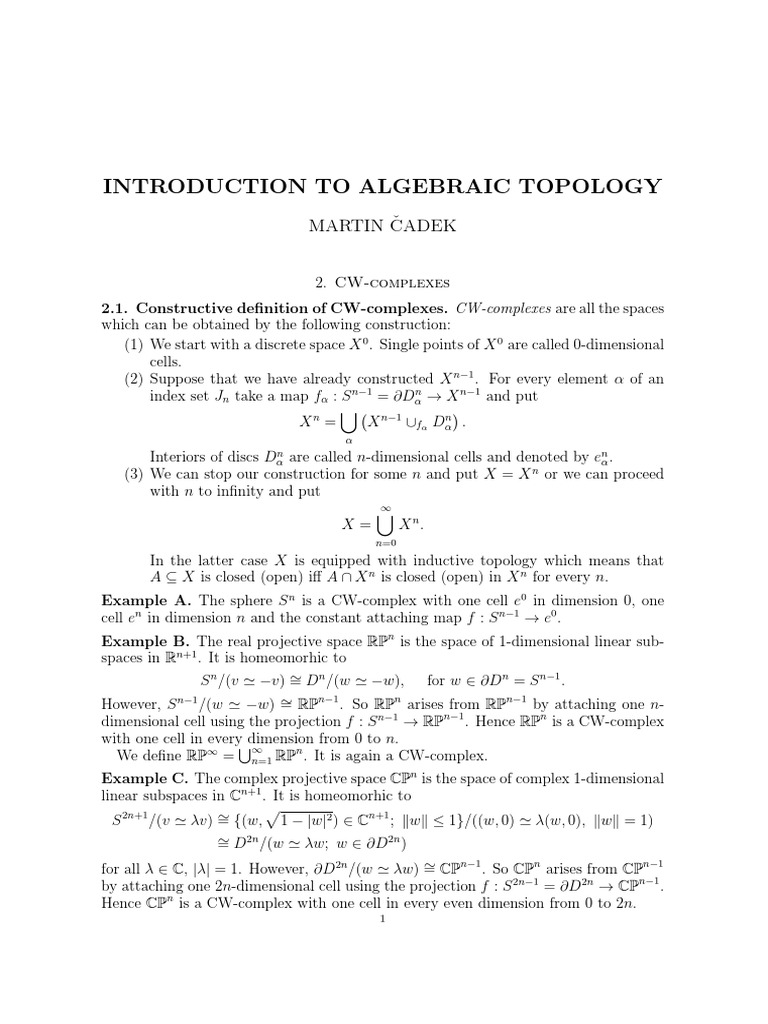Introduction To Algebraic Topology: Martin Cadek | PDF | Algebraic ...