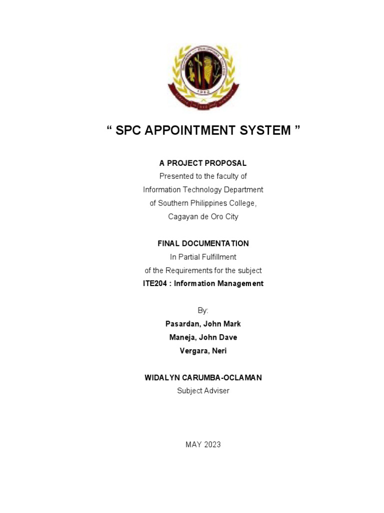 SPC APPOINTMENT SYSTEM - FINAL DOCUMENTATION | PDF | Usability | Databases