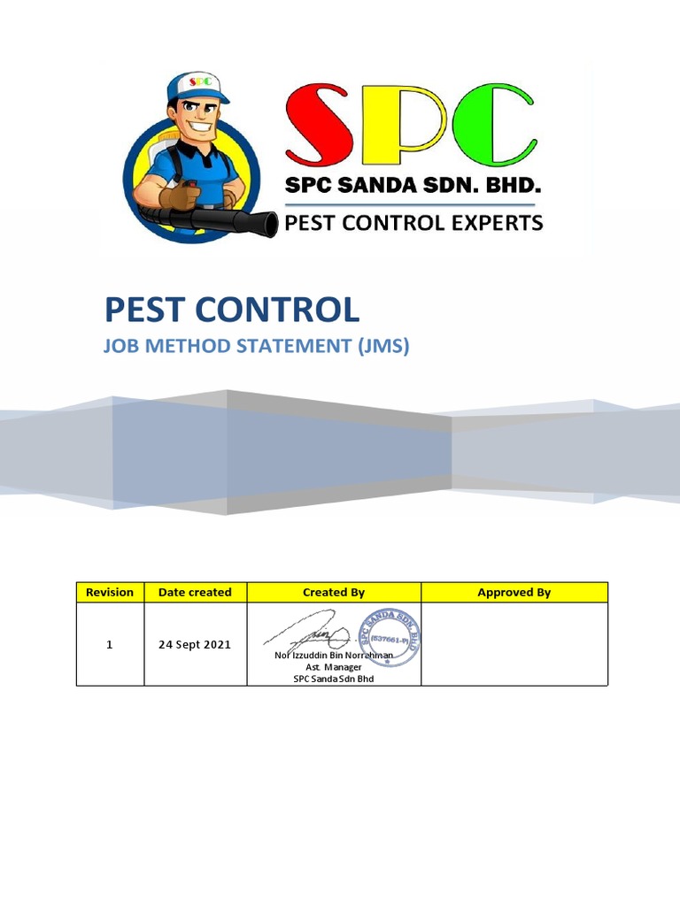 Job Method Statement (JMS) - Pest Control Offshore | PDF | Personal ...