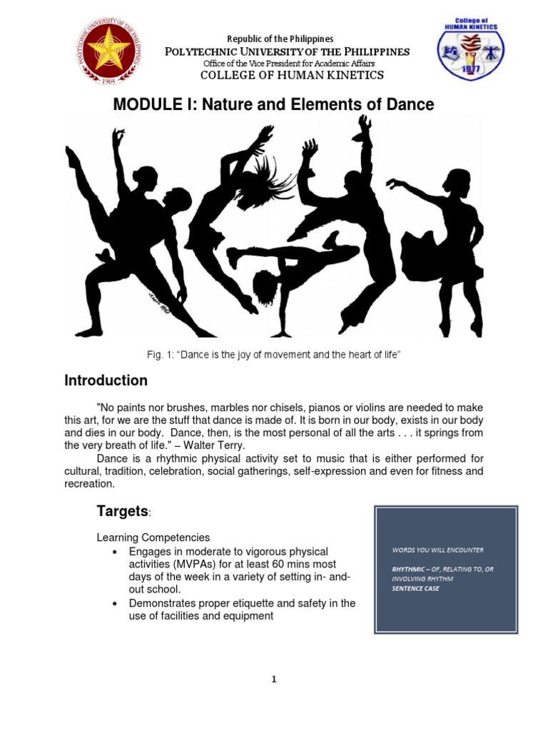 MODULE I: Nature and Elements of Dance: P U P College of Human Kinetics | PDF | Dances ...