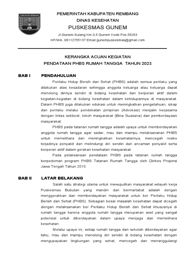 Kak Pendataan PHBS 2023 | PDF