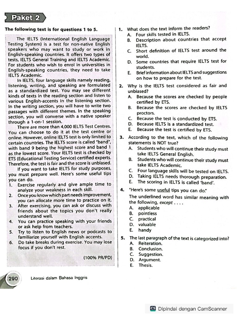 Literasi Dalam Bahasa Inggris Hal 290-293 | PDF