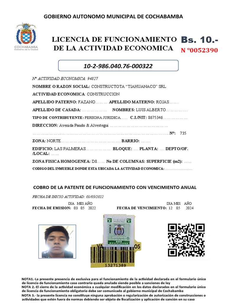 Licencia de Funcionamiento F | PDF