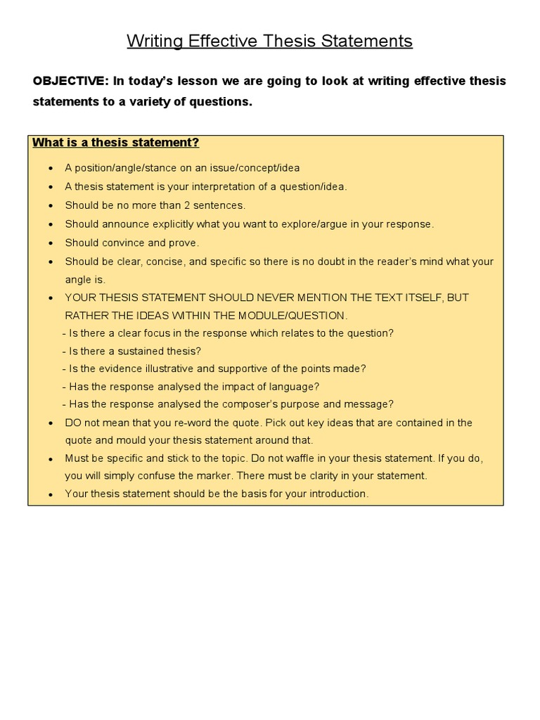 Writing Effective Thesis Statements | PDF | Experience | Idea