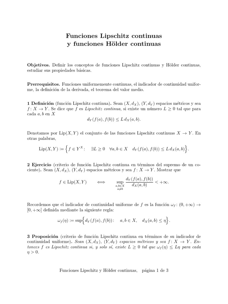 Lipschitz Continuous and Holder Continuous Functions Es | PDF | Métodos ...