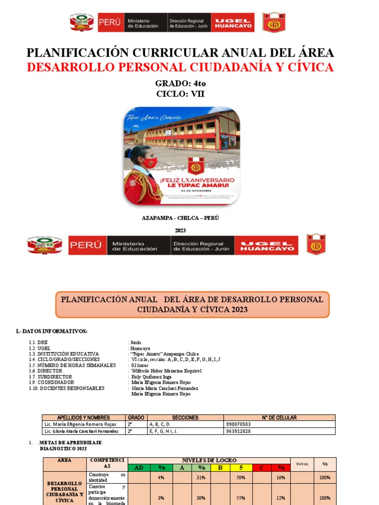 Plan Anual DPCC 4to | PDF | Aprendizaje | Enseñando