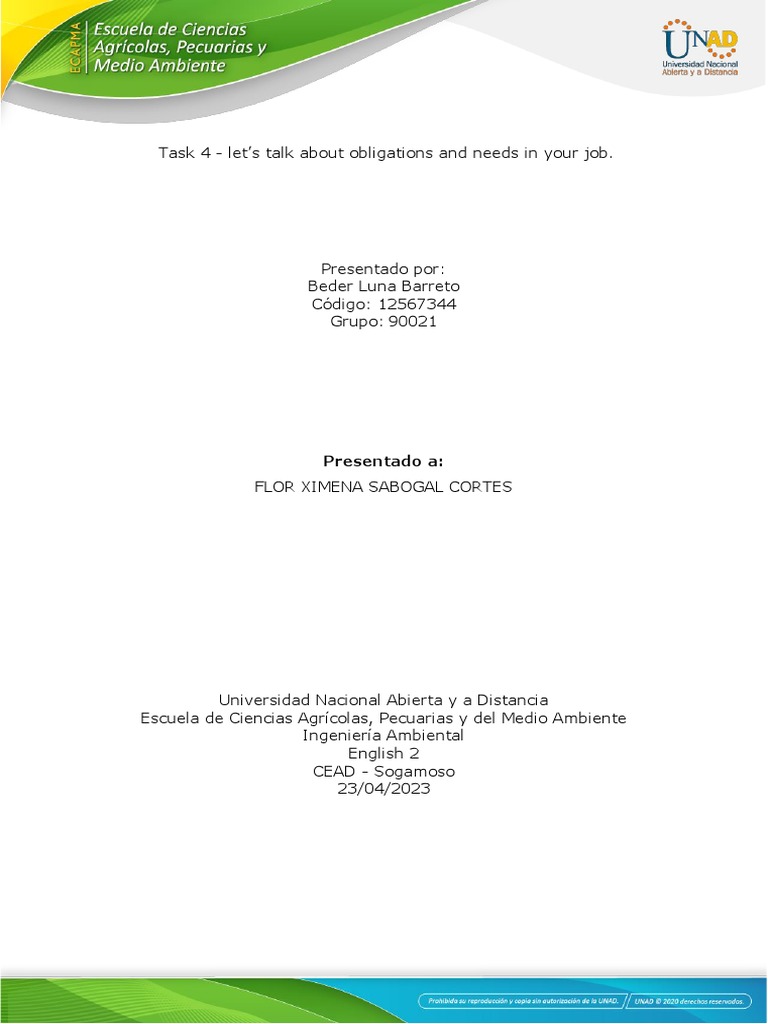 Task 4 Let's Talk About Obligations and | PDF Task 4 Let's Talk About Obligations and | PDF