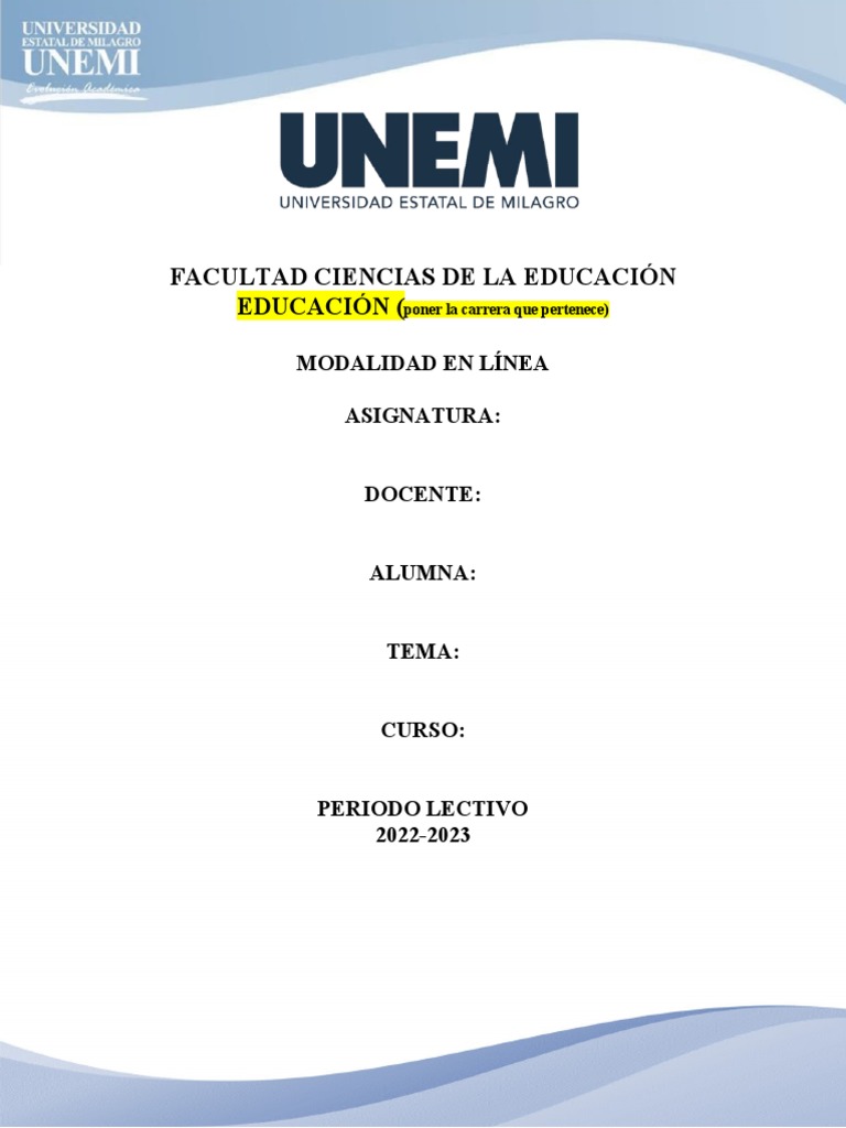 Plantilla Unemi | PDF