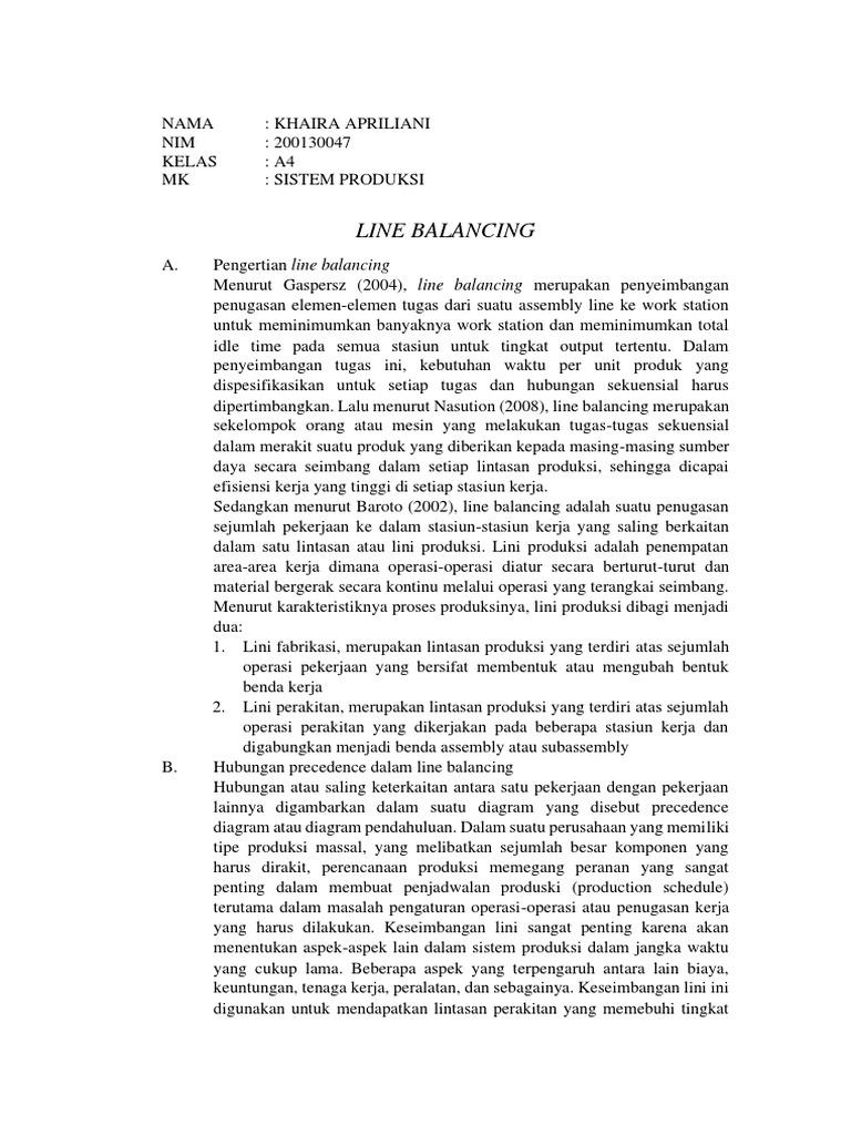 Line Balancing PDF | PDF