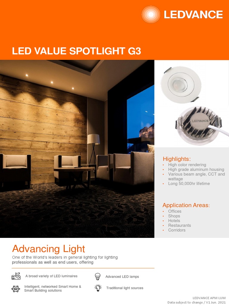 LEDVANCE Value Spotlight G3 Overview | PDF | Lighting | Electromagnetic ...