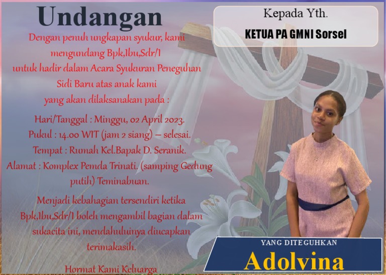Undangan Peneguhan Sidi Baru | PDF