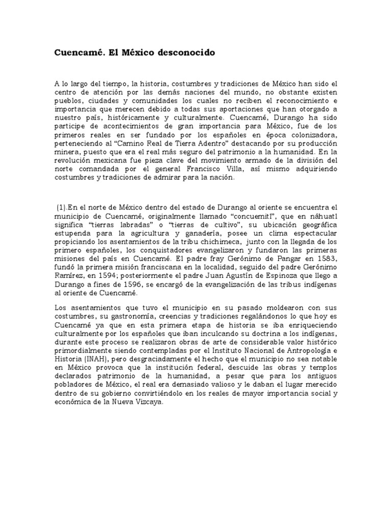 Tradiciones y leyendas de Cuencamé | PDF | México