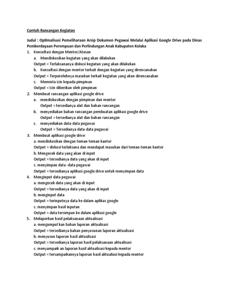 Contoh Rancangan Tahapan Kegiatan | PDF