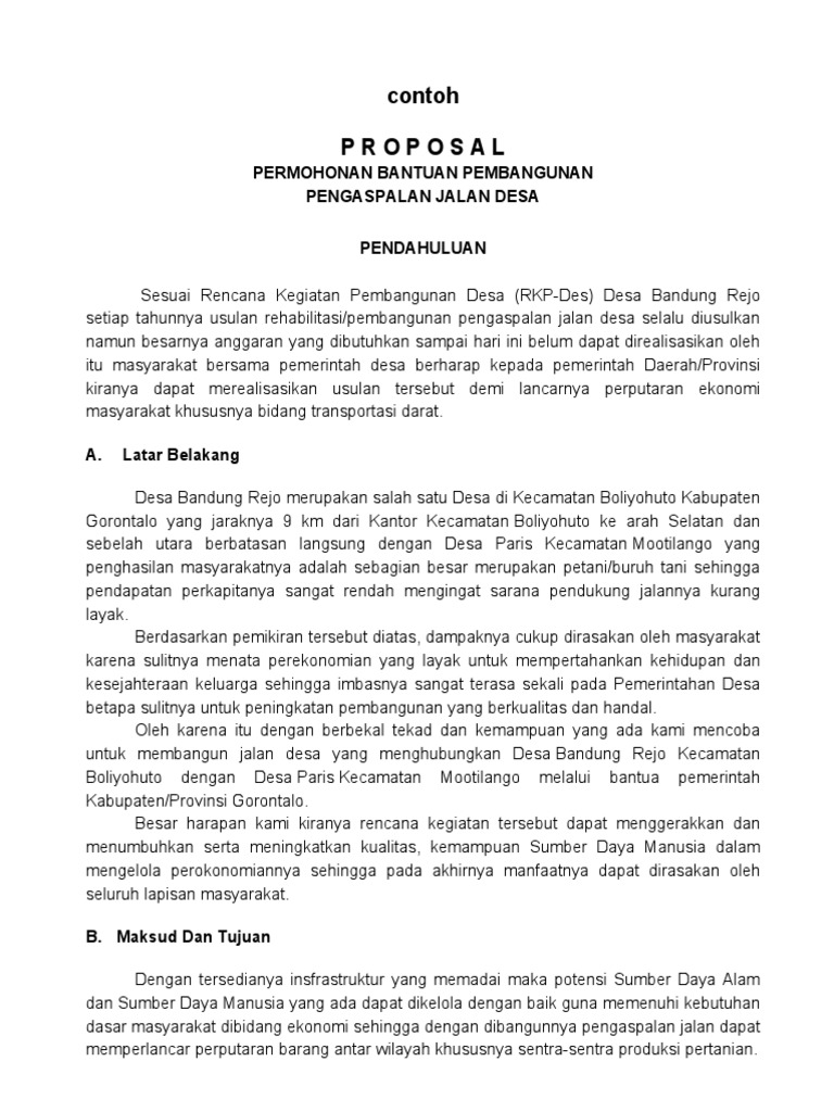 Proposal Pengaspalan Jalan Desa Bandung Rejo | PDF