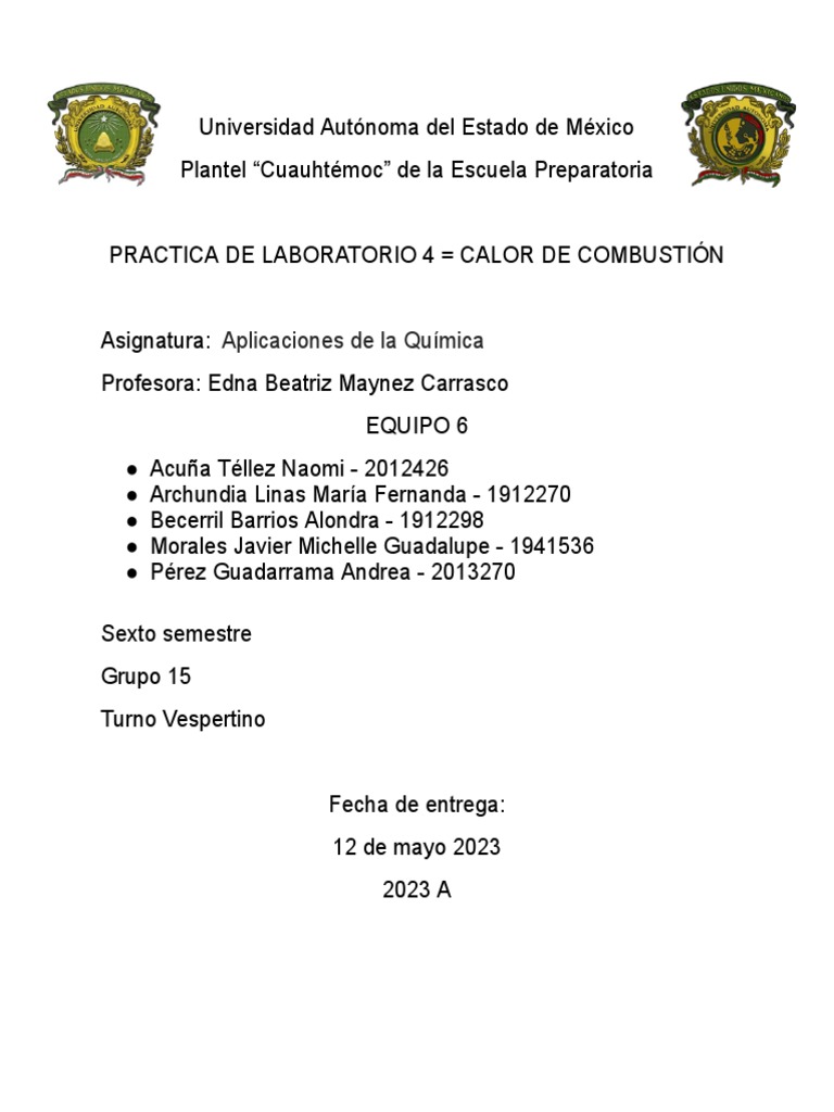 Calor de Combustión de Hidrocarburos | PDF | Ciencia y matemáticas ...