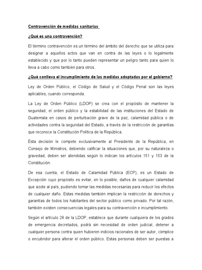 Contravención de Medidas Sanitarias Parte Idvin | PDF | Derecho penal ...