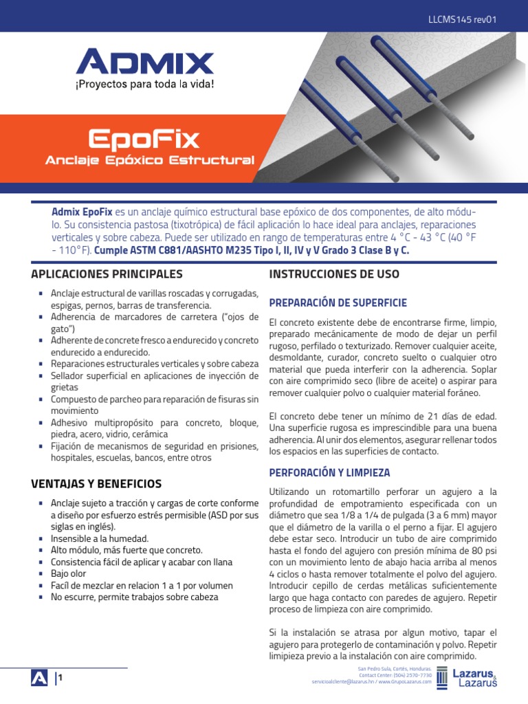 LLCMS145-rev01-Admix-Epofix-TDS.pdf | PDF | Hormigón | Acero