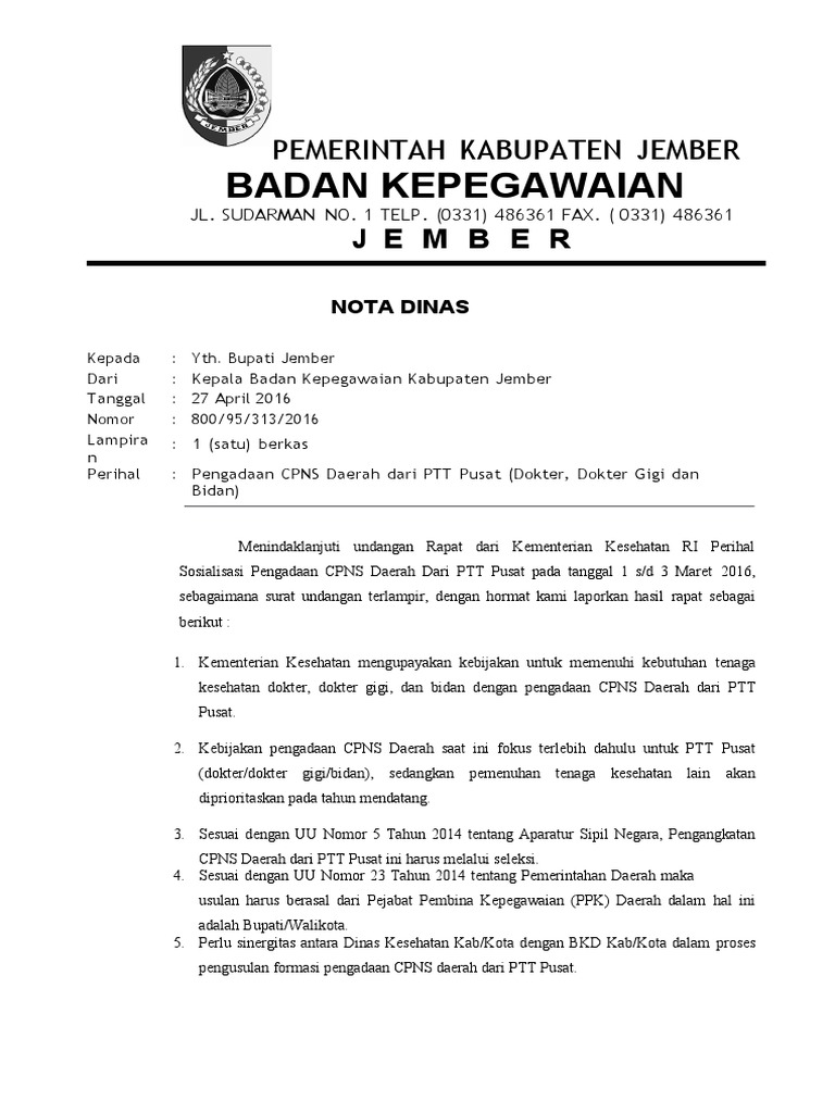 Contoh Nota Dinas Hasil Rapat | PDF