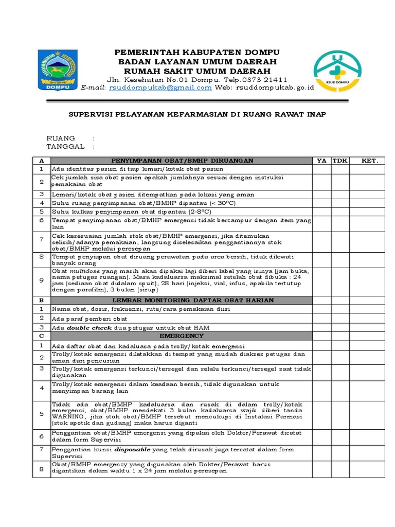 Checklist Supervisi | PDF