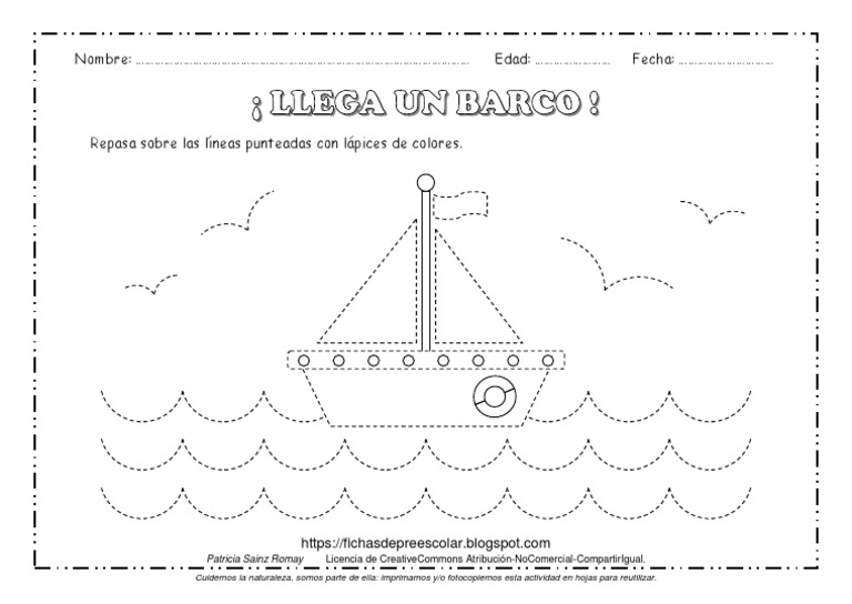 FDP Ejercicios de Grafomotricidad Lineas Curvas y Rectas Barco A4 BN PDF | PDF