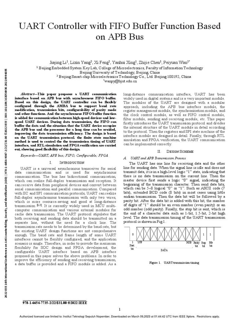 UART Controller With FIFO Buffer Function Based On APB Bus | PDF | Field Programmable Gate Array ...