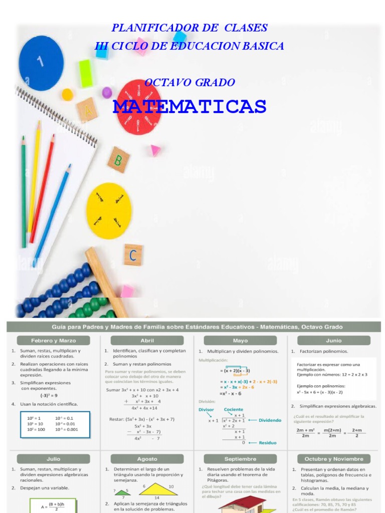 PLANIFICADOR 8 MATEMATICAS.docx | PDF | Ecuaciones | Triángulo