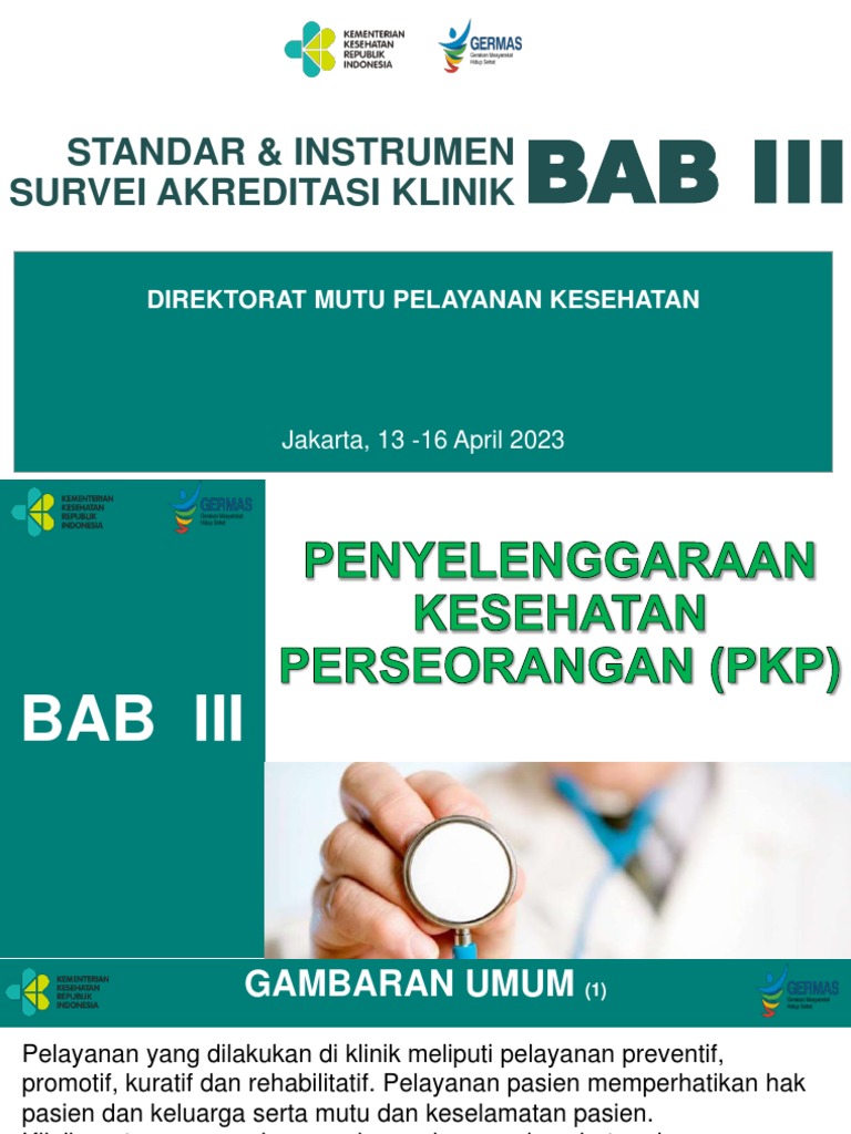 10 Standar Akreditasi Klinik Bab III (1).pdf | PDF