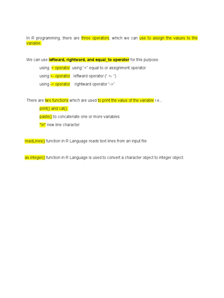 Basic Concepts in R Programming | PDF