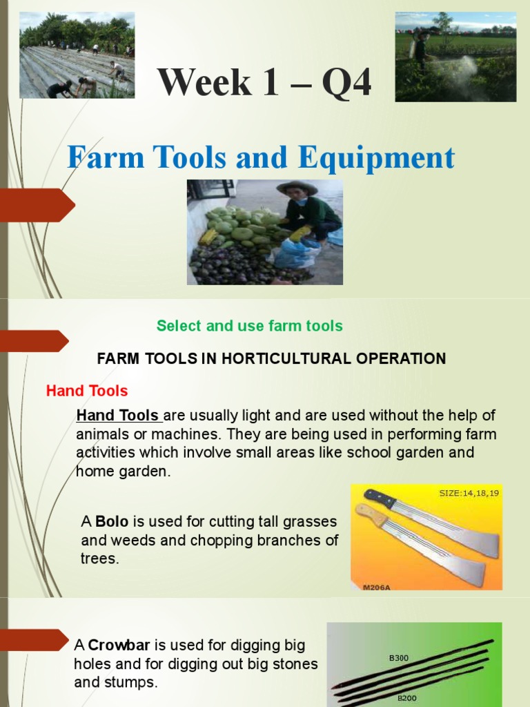 Q4 Wk.1 Hort | PDF | Tractor | Agricultural Machinery