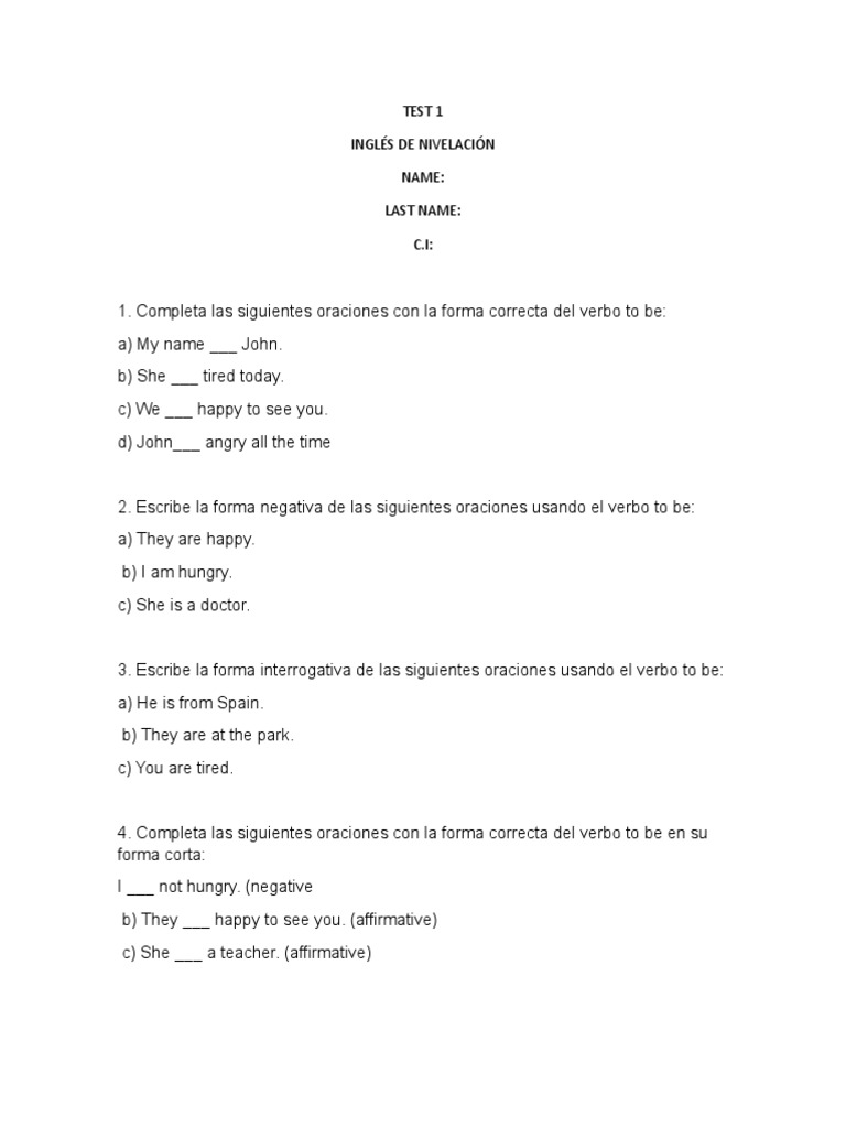 English Leveling Test Exercises | PDF