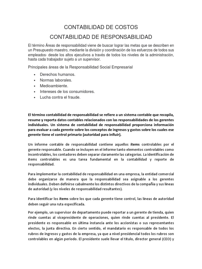 Contabilidad de Responsabilidad | PDF