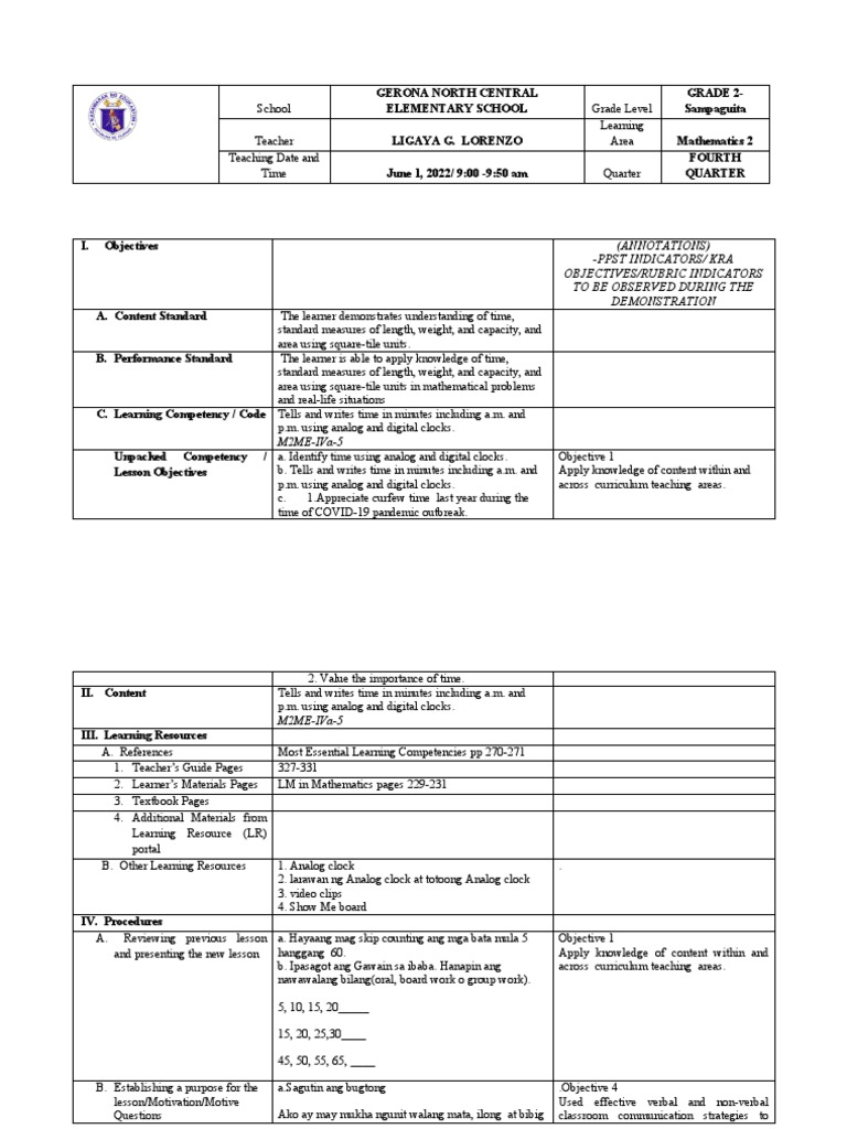 COT 2 Math 21 22 LP | PDF | Learning | Cognition